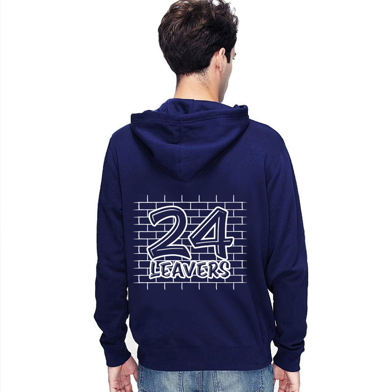 Leavers Graduation Hoodie 24 Block Print Style Stars & Stripes Hood